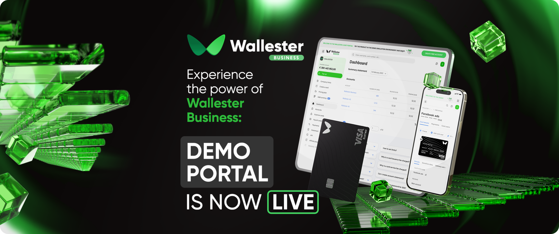 Experience the power of Wallester Business Demo Portal