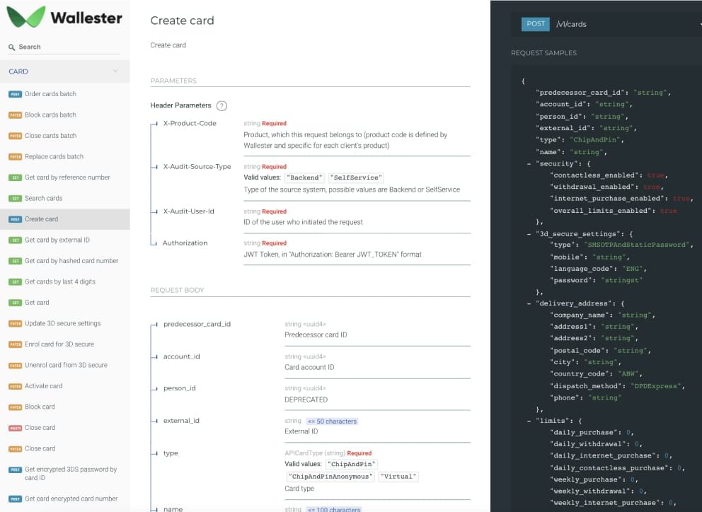 REST API that allows to issue payment cards instantly | Wallester